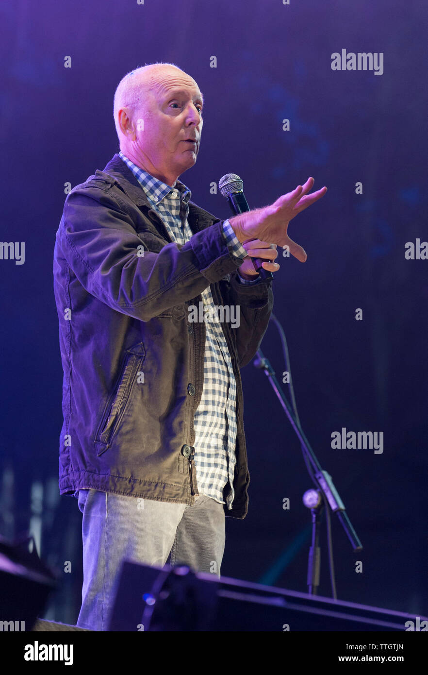 English comedian, Jasper Carrott performing at Fairport's Cropredy ...