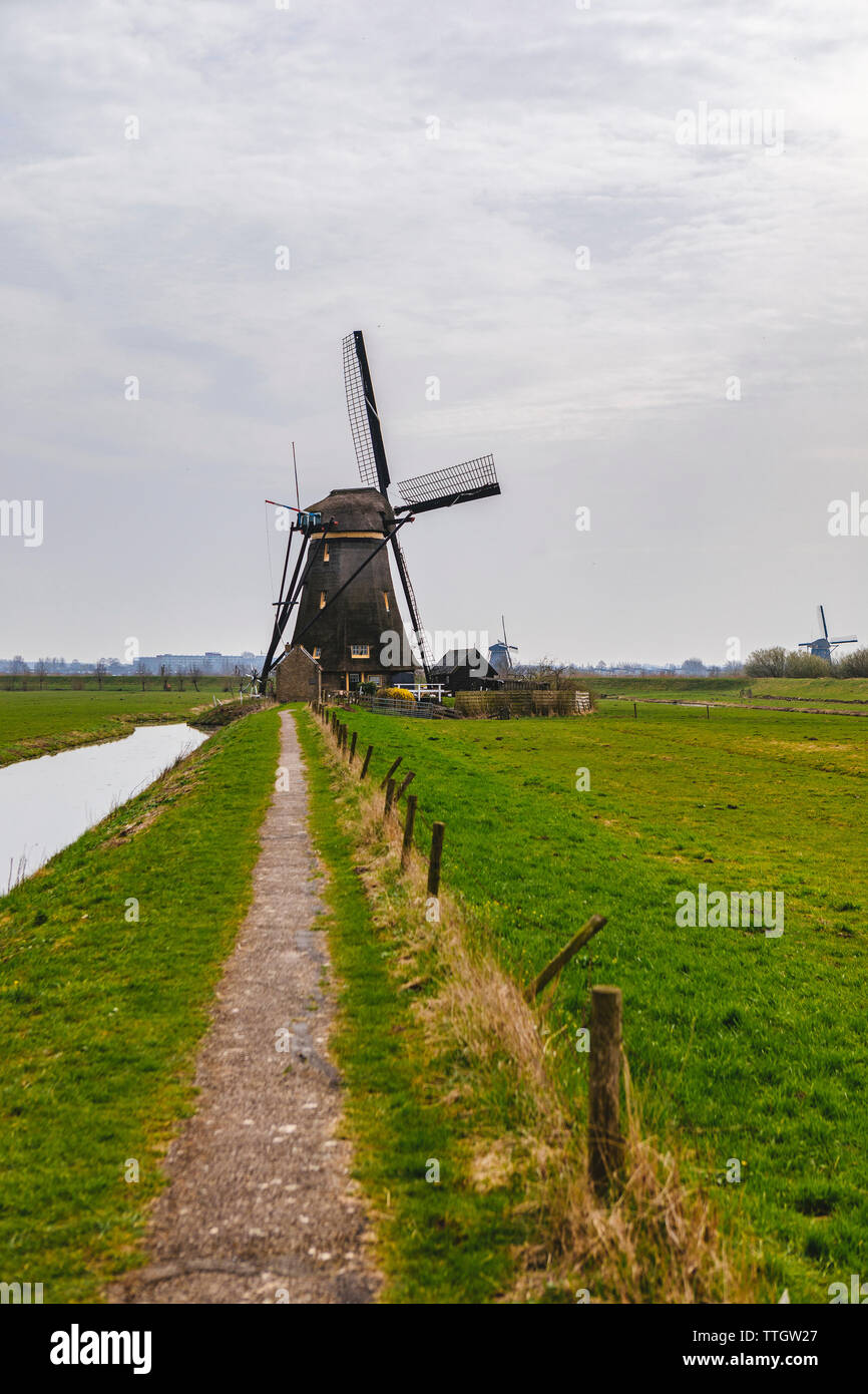Early spring in Netherlands. Windmills of Kinderdijk Stock Photo - Alamy
