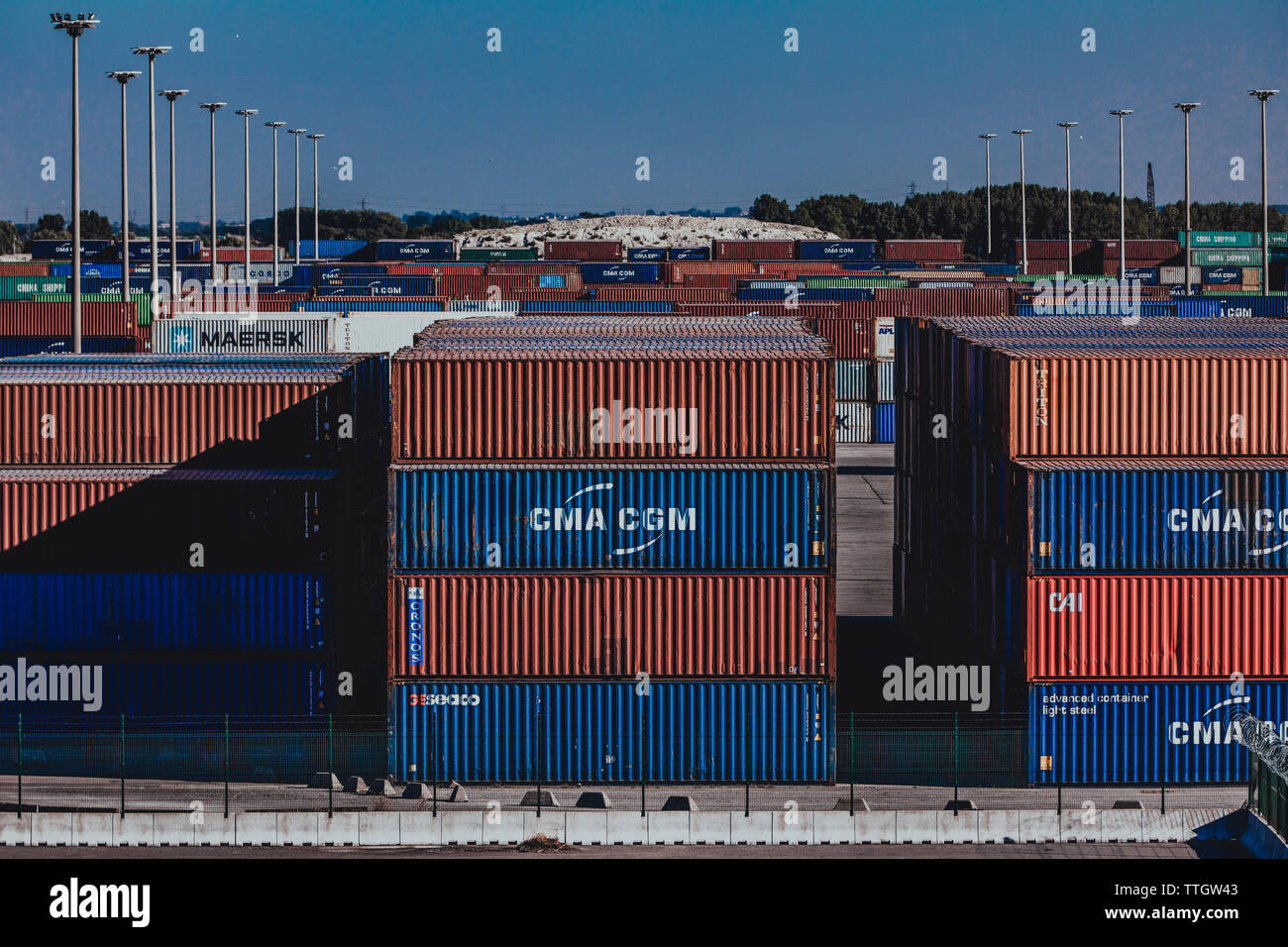 Harbor yard with many containers Stock Photo - Alamy