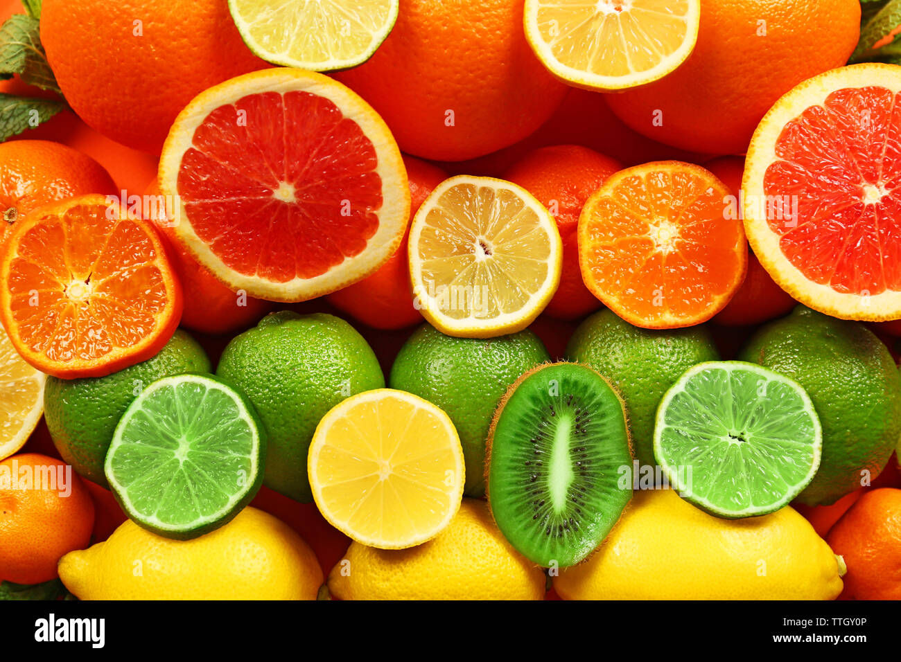 Set of different citrus fruit, close up Stock Photo - Alamy