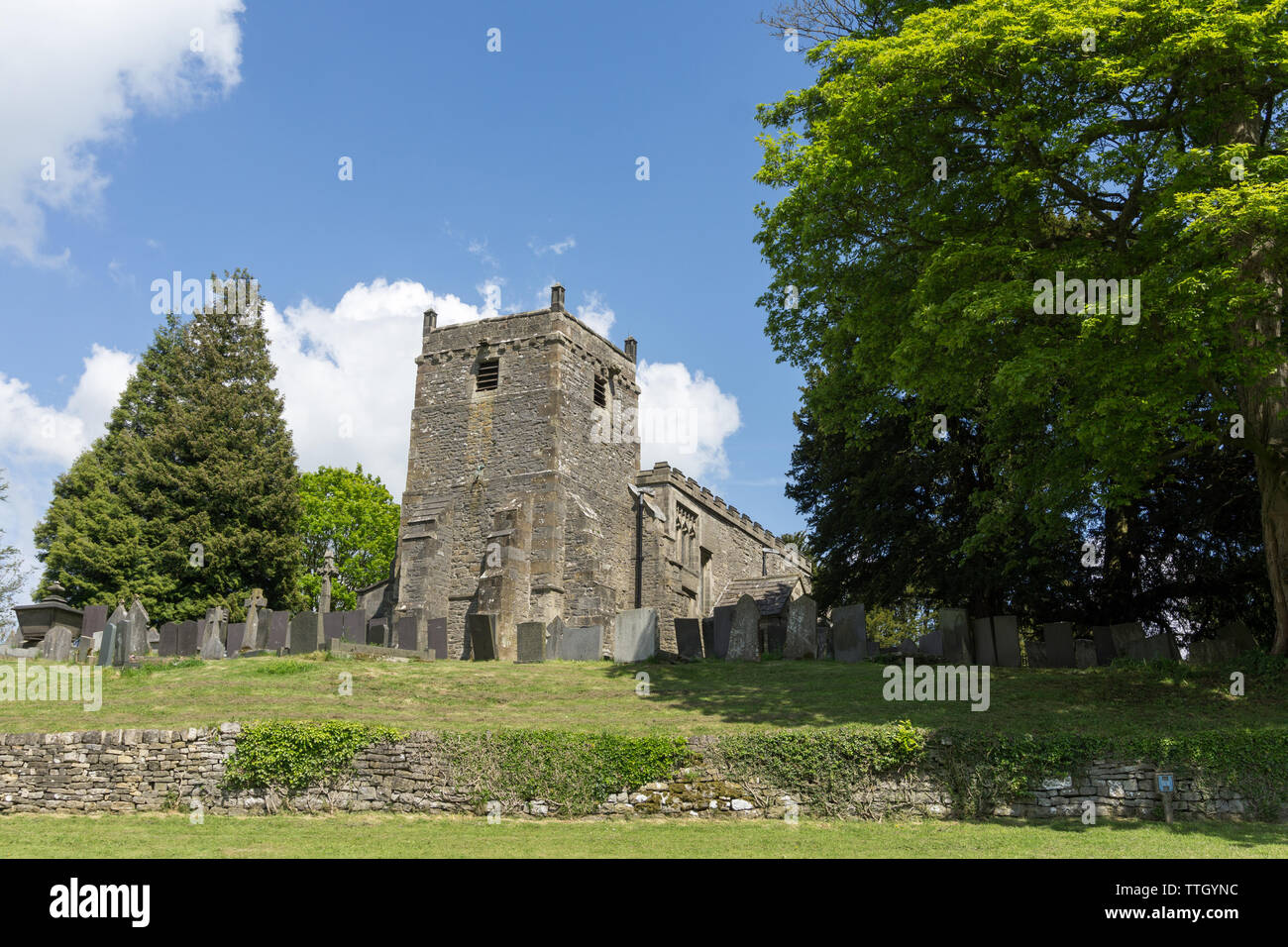 Exterior view of the church of St Mary in the village of Tissington ...