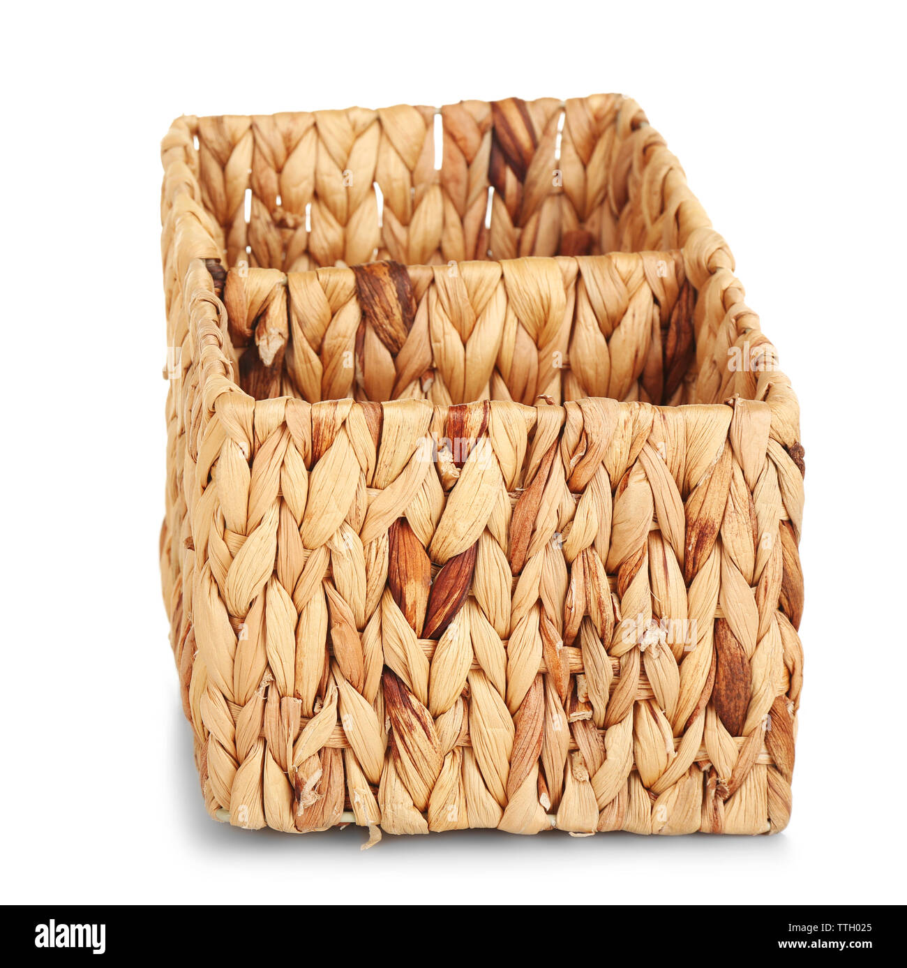 Wicker box isolated on white Stock Photo - Alamy