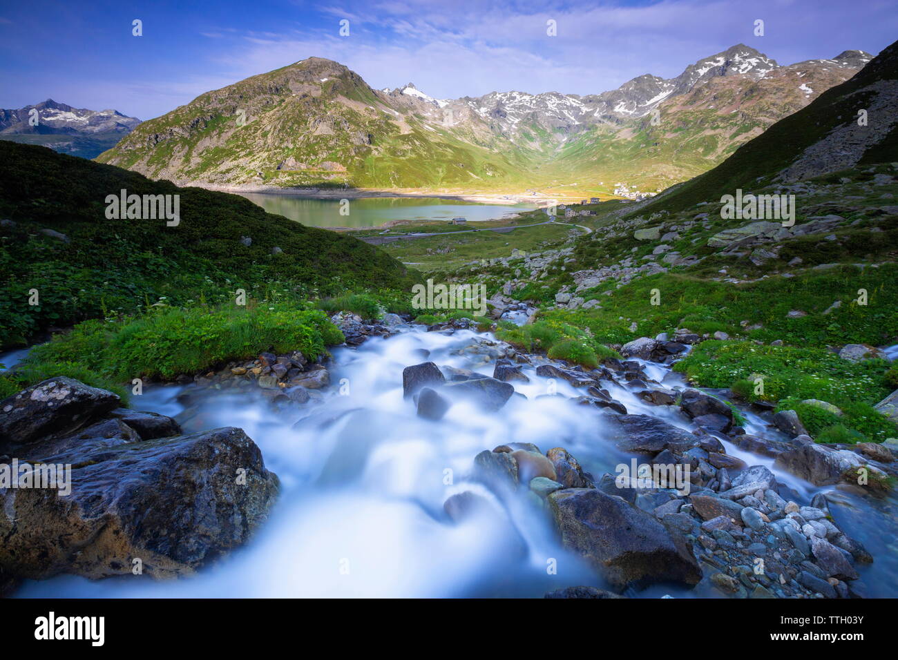 Torrent flowing to Lake Montespluga, Lombardy, Italy Stock Photo - Alamy