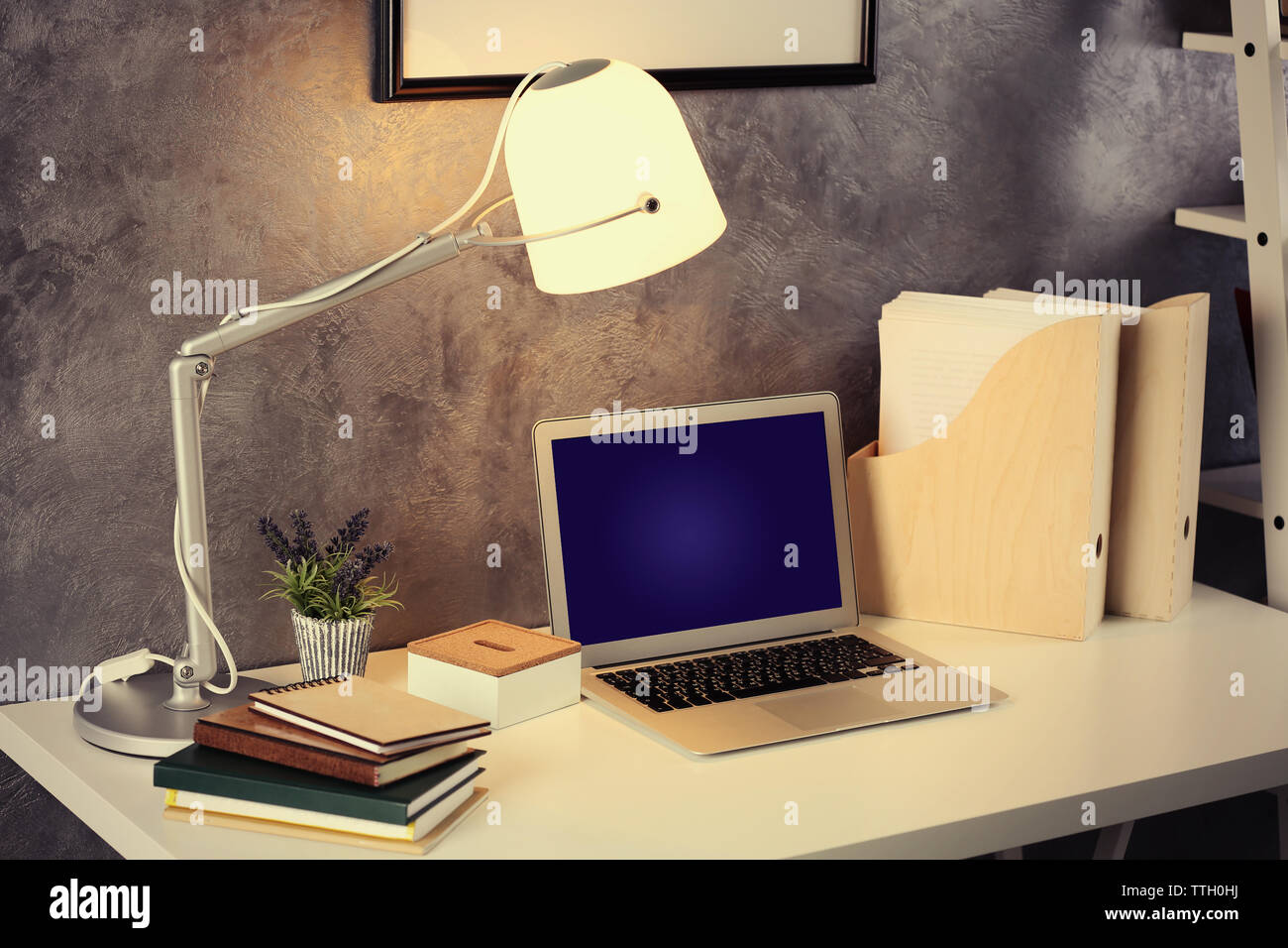 Interior of modern workplace for designer, indoor Stock Photo - Alamy