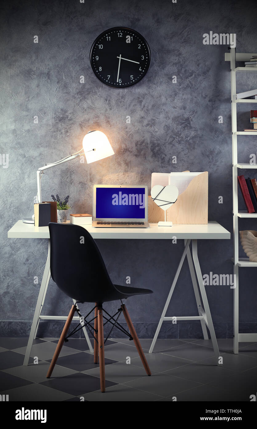 Interior of modern workplace for designer, indoor Stock Photo - Alamy