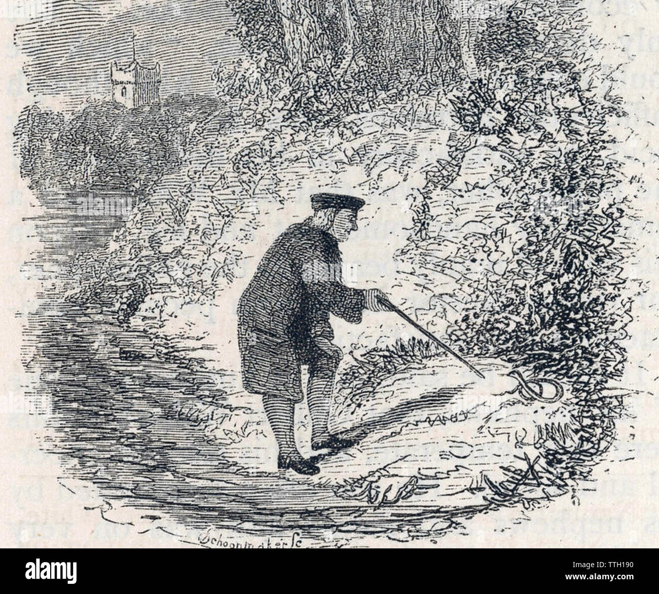 GILBERT WHITE (1720-1793) pioneering English naturalist shown near his ...