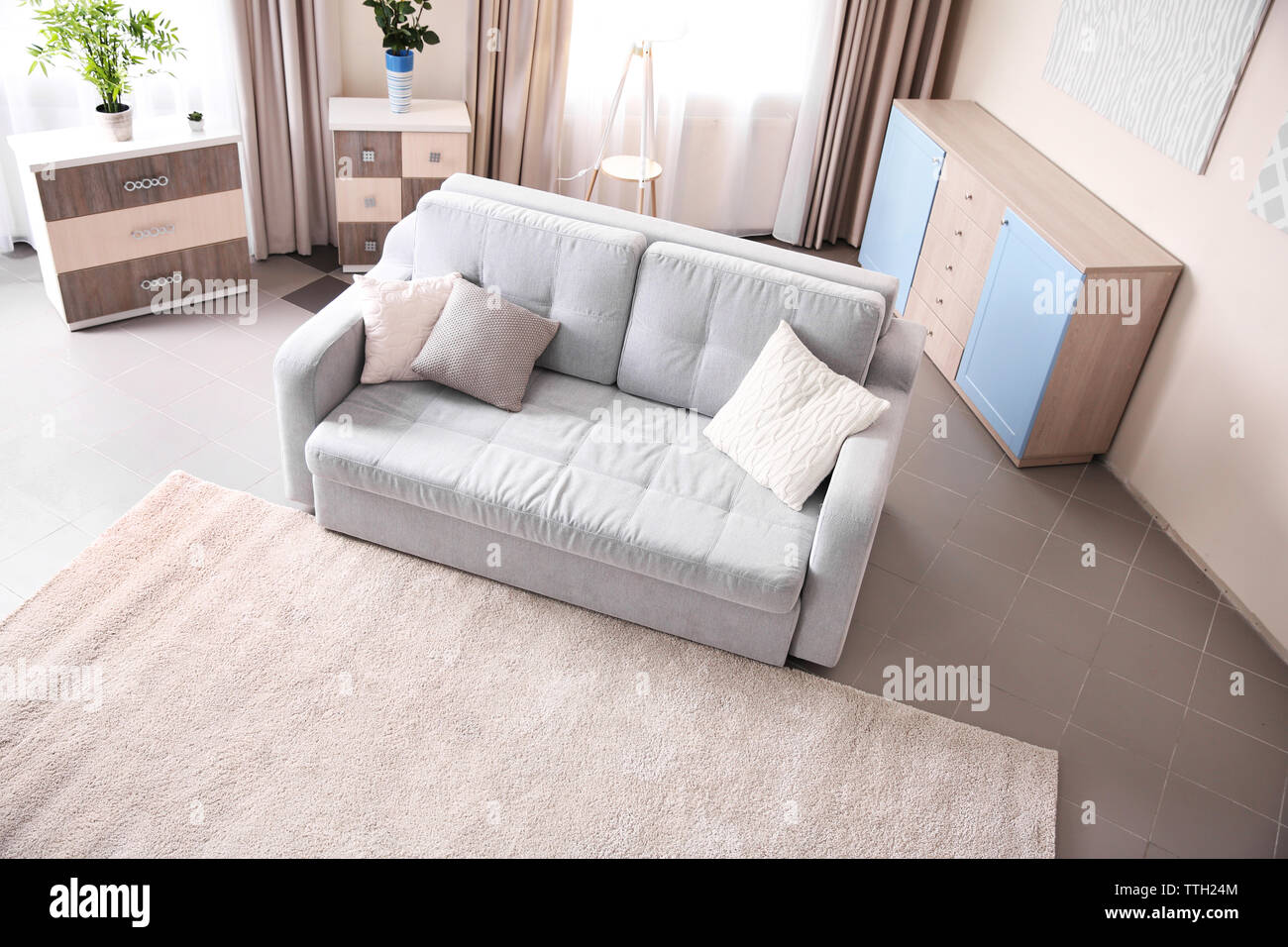 Modern room interior, top view Stock Photo - Alamy