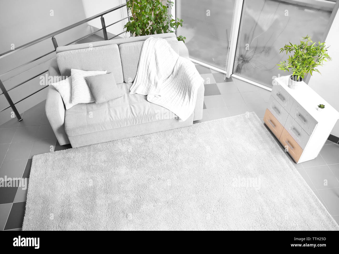 Modern room interior, top view Stock Photo - Alamy