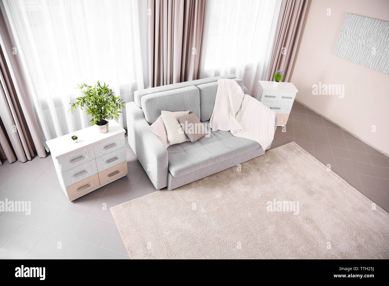 Modern room interior, top view Stock Photo - Alamy