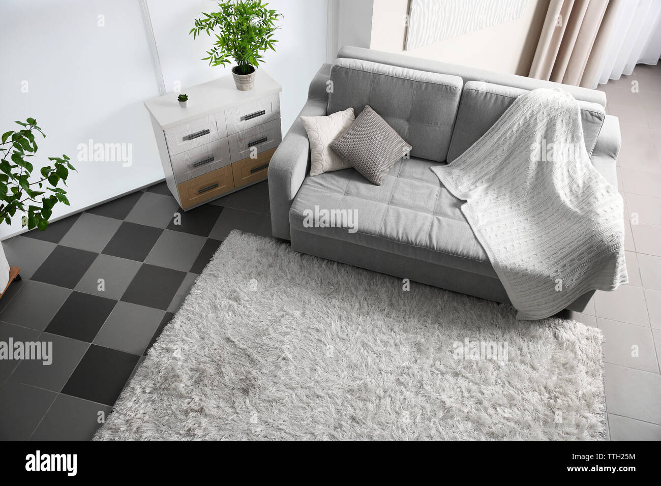 Modern room interior, top view Stock Photo - Alamy