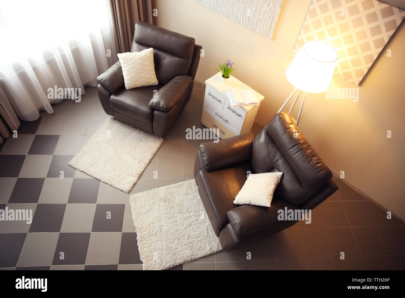 Modern room interior, top view Stock Photo - Alamy