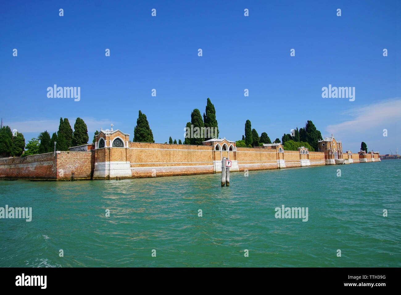 Brick walls of the cemetery island of San Michele, Venice, Italy Stock ...