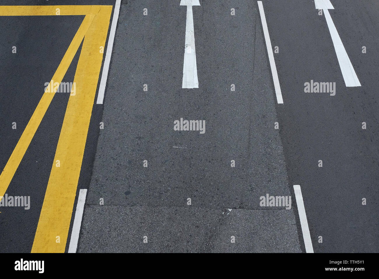High angle view of road with markings Stock Photo - Alamy