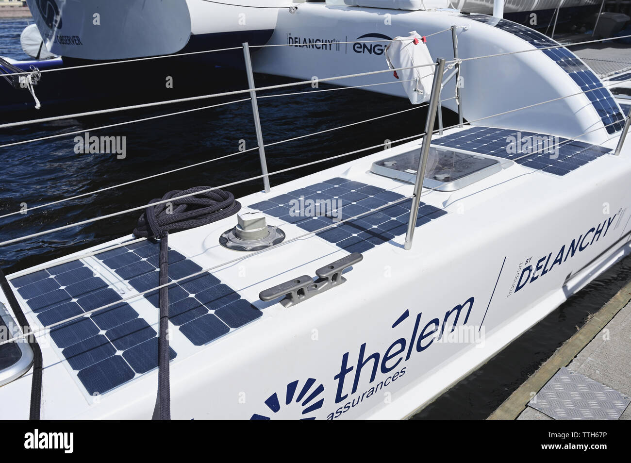 Energy Observer, Hydrogen powered vessel, is moored in St. Petersburg ...