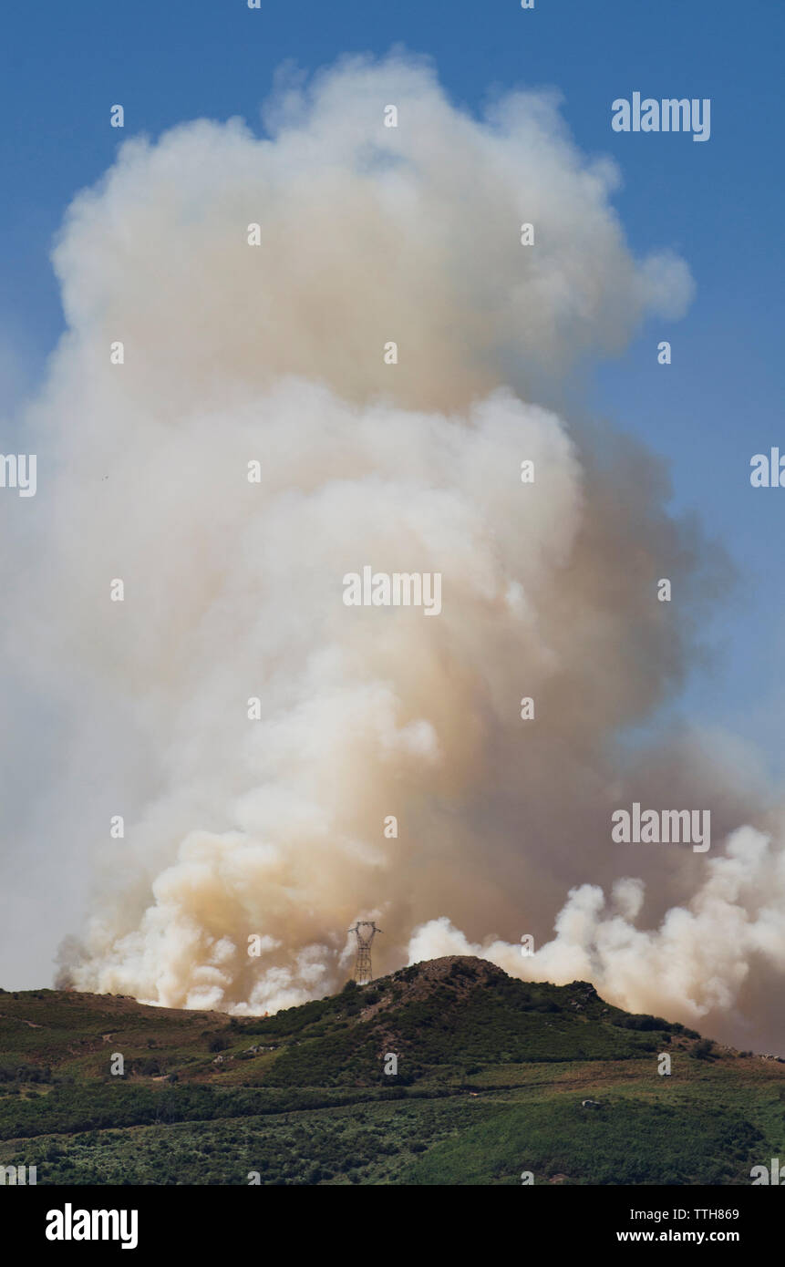 Smoke Wall over Mountain Ridge Stock Photo - Alamy