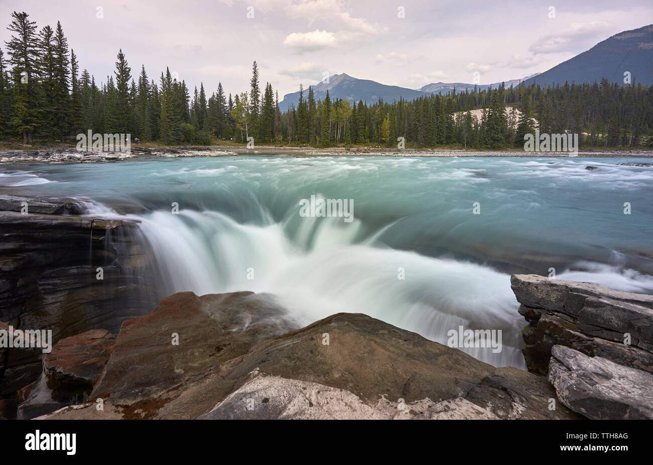 Scenery of Athabasca Falls, Jasper National Park, Alberta, Canada Stock ...
