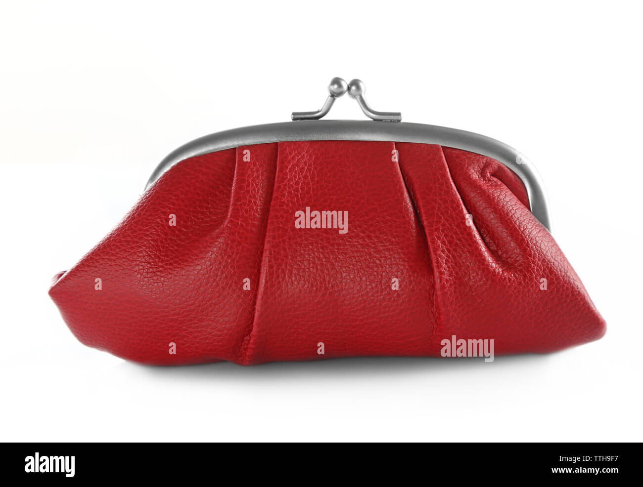 Red leather purse isolated on white Stock Photo - Alamy