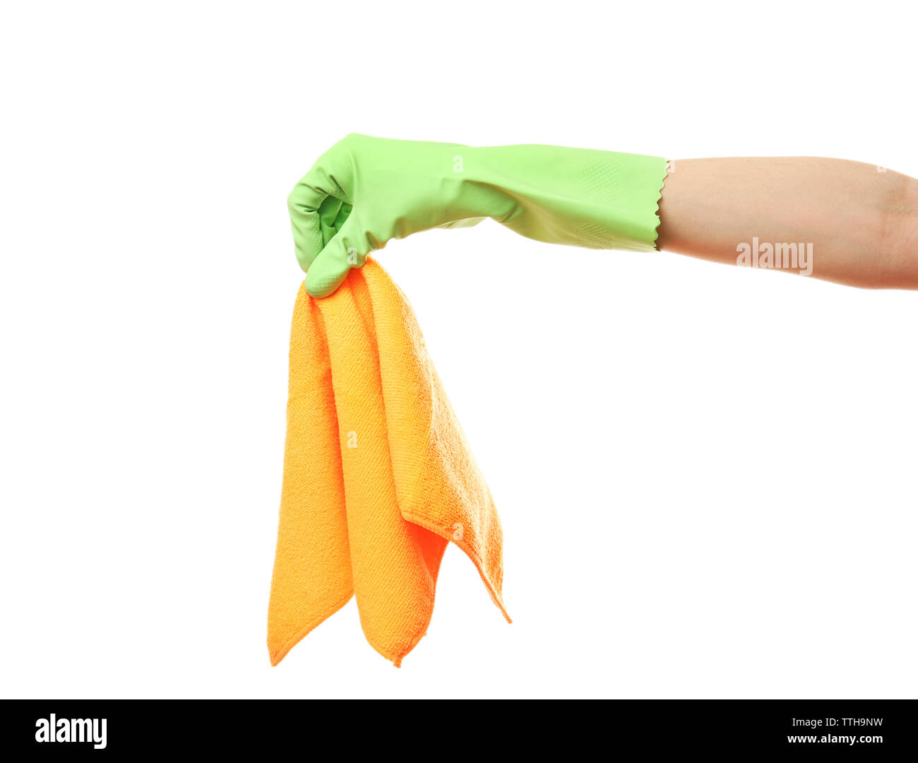 Female hand holding microfiber cloth, isolated on white Stock Photo - Alamy