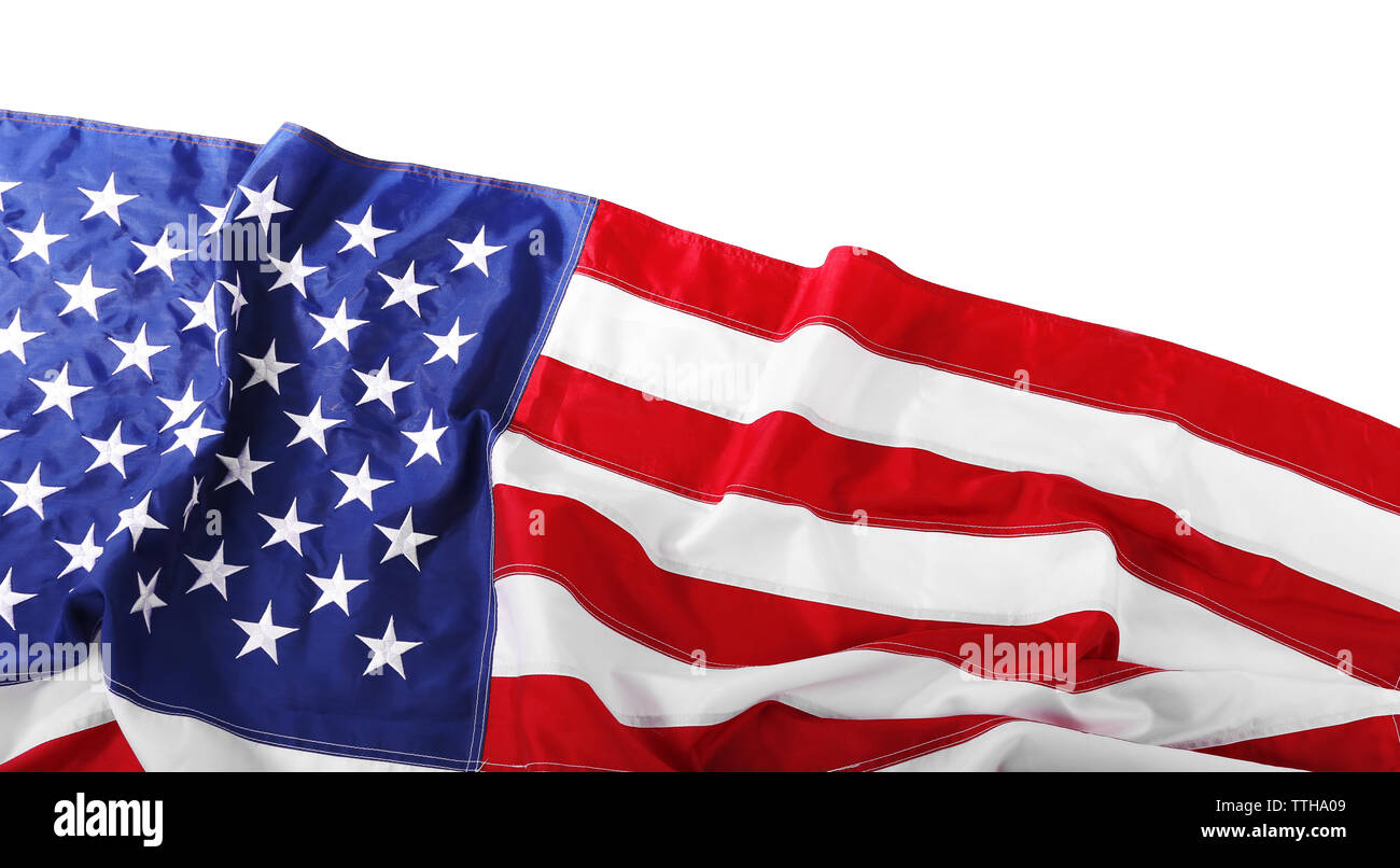 American flag isolated on white Stock Photo - Alamy