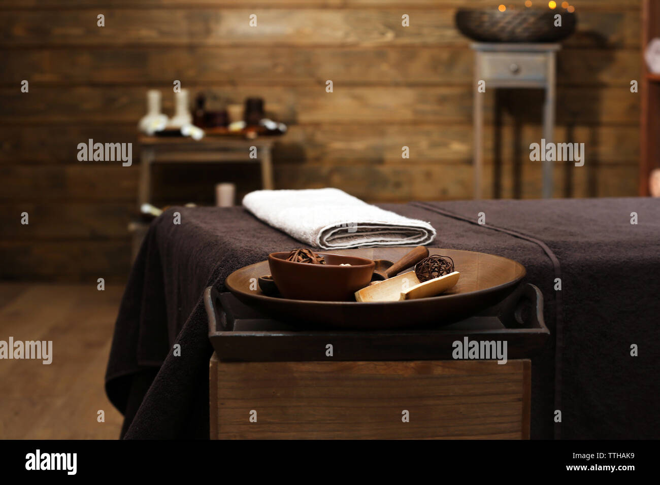 Spa massage setting, close up Stock Photo - Alamy