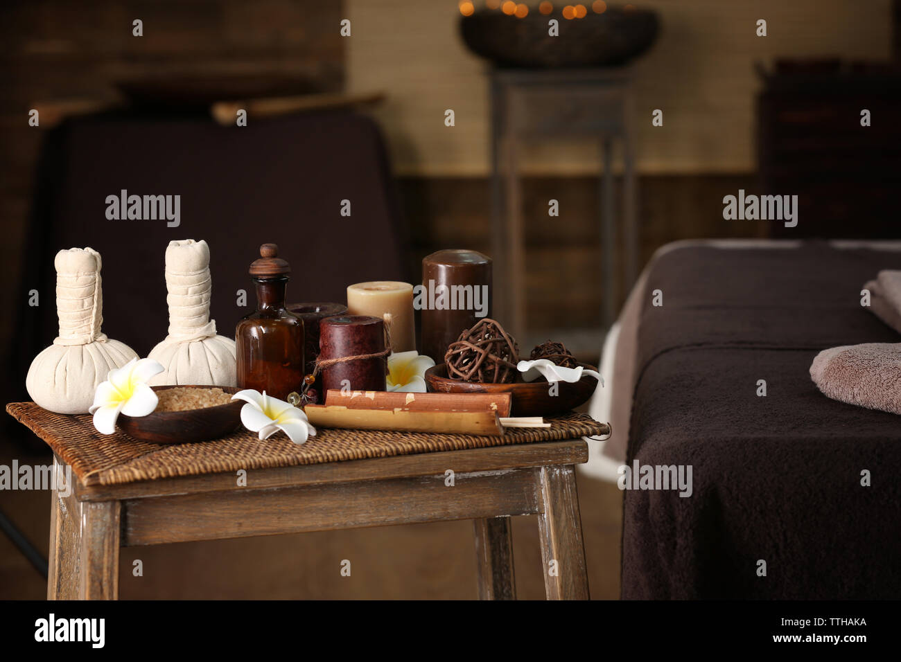 Spa massage setting, close up Stock Photo - Alamy