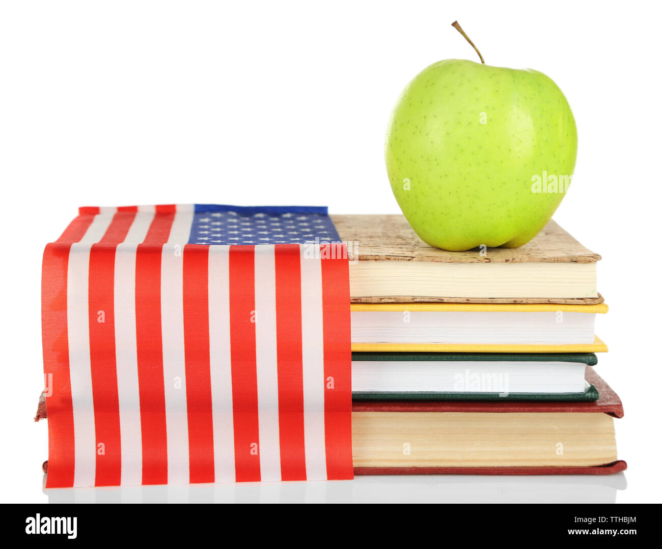 USA flag and books on white background Stock Photo - Alamy