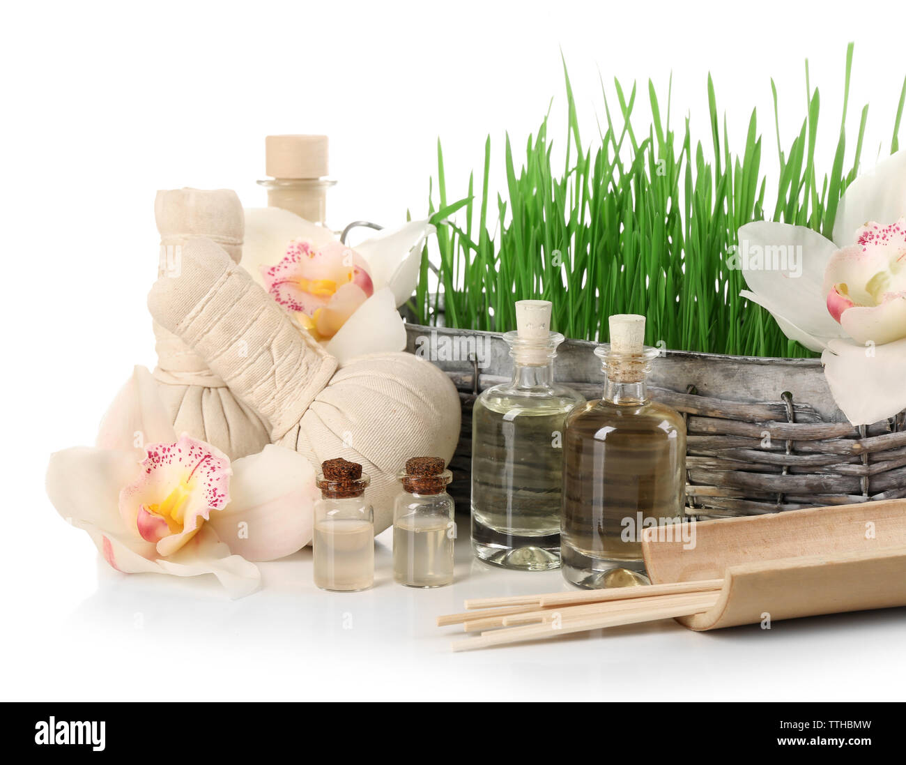 Spa treatment with essential oils isolated on white Stock Photo - Alamy