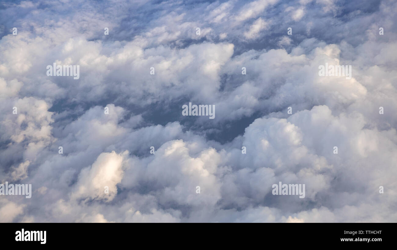 The beautiful cloudscape with clear blue sky. Panorama above white ...