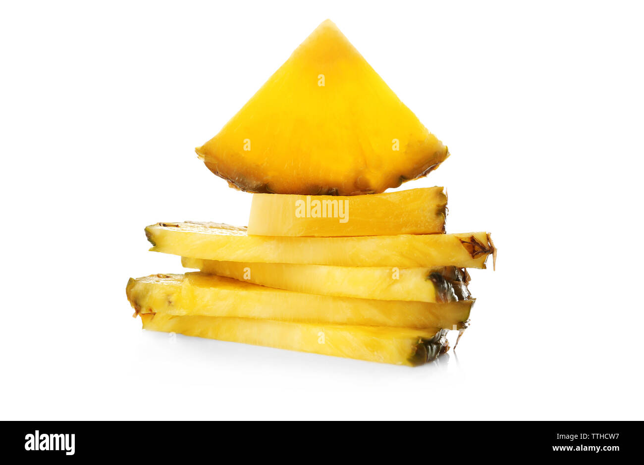 Stack of juicy pineapple slices, isolated on white Stock Photo - Alamy