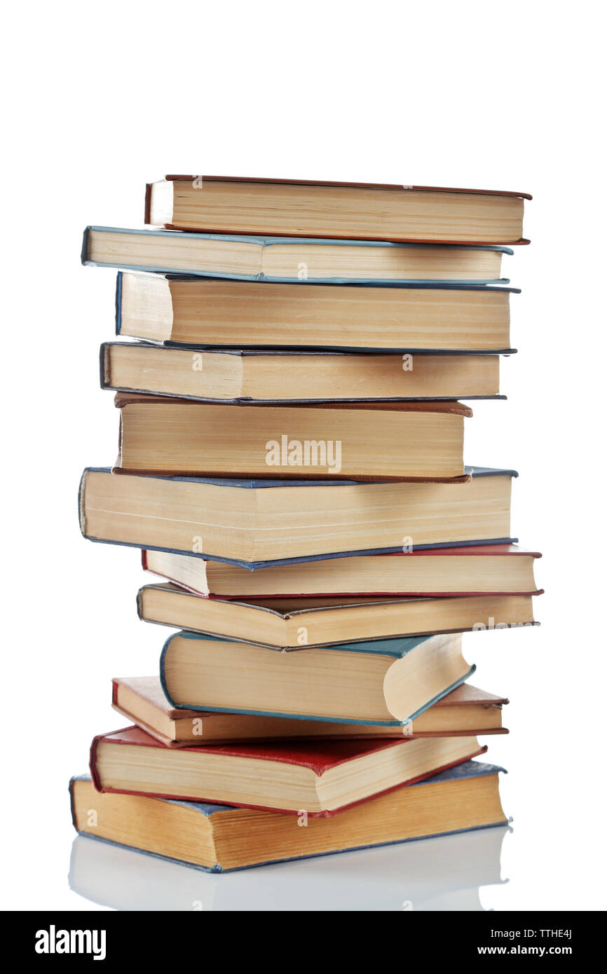 Stack of new and old books isolated on white Stock Photo - Alamy