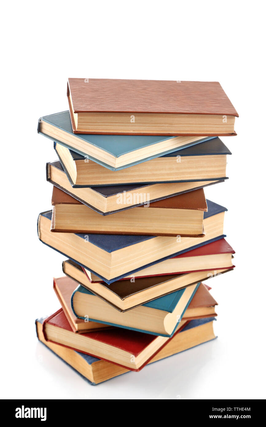 Stack of new and old books isolated on white Stock Photo - Alamy