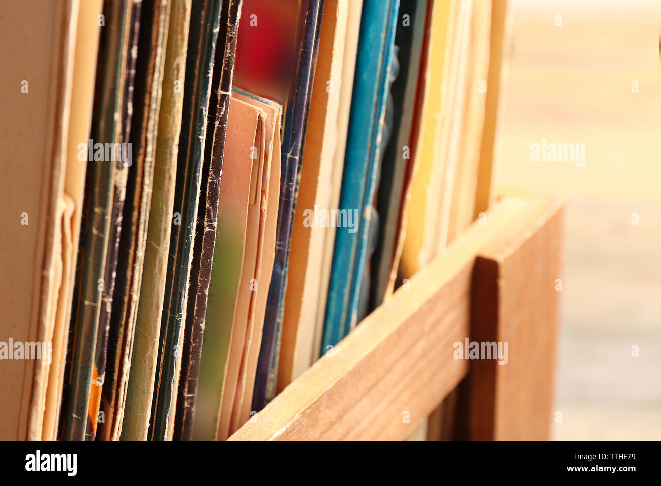 Box with vinyl records Stock Photo - Alamy