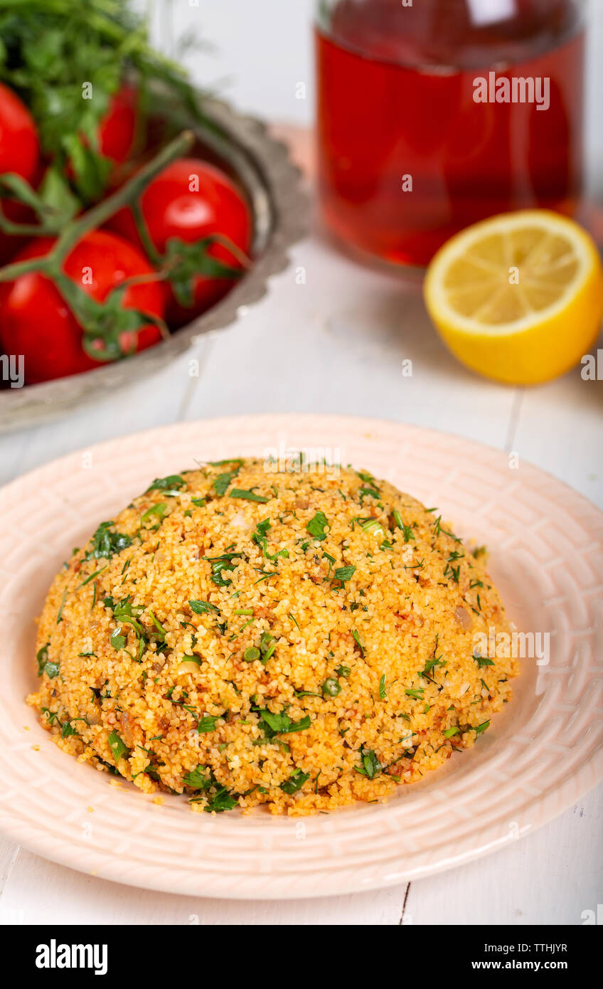 Traditional turkish food bulgur salad Stock Photo - Alamy