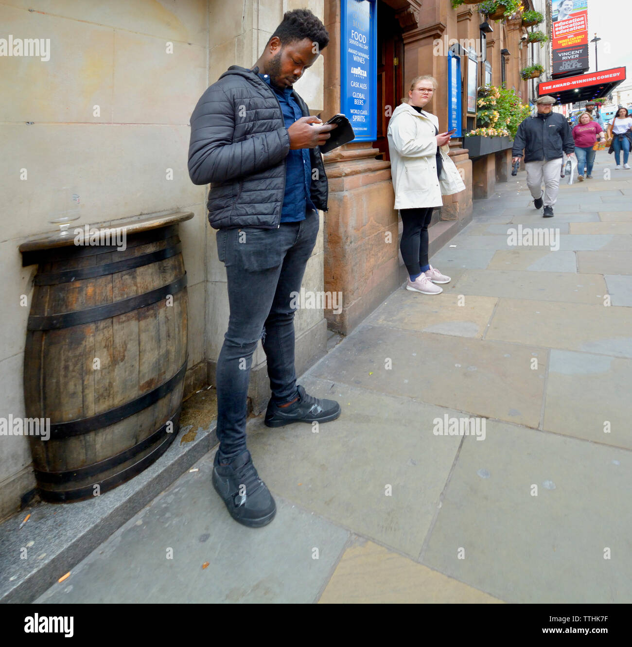 London, England, UK. People on their mobile phones in Whitehall Stock ...