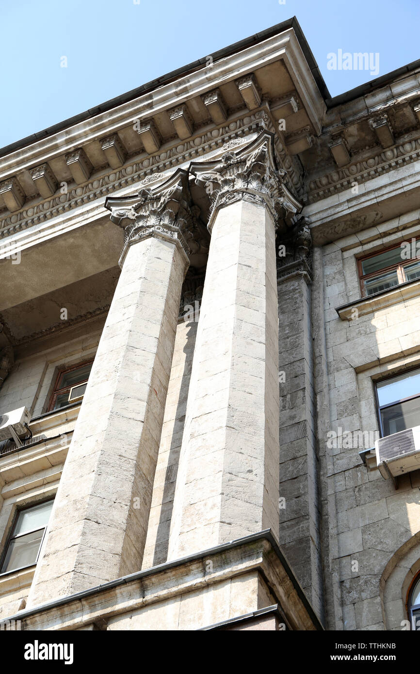 Roof with columns of an old building Stock Photo - Alamy