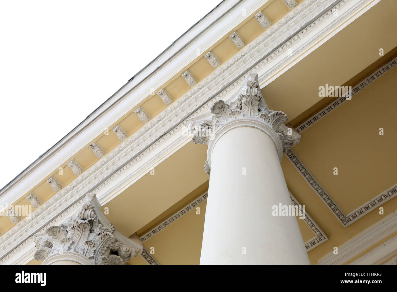 Roof with columns of an old building Stock Photo - Alamy