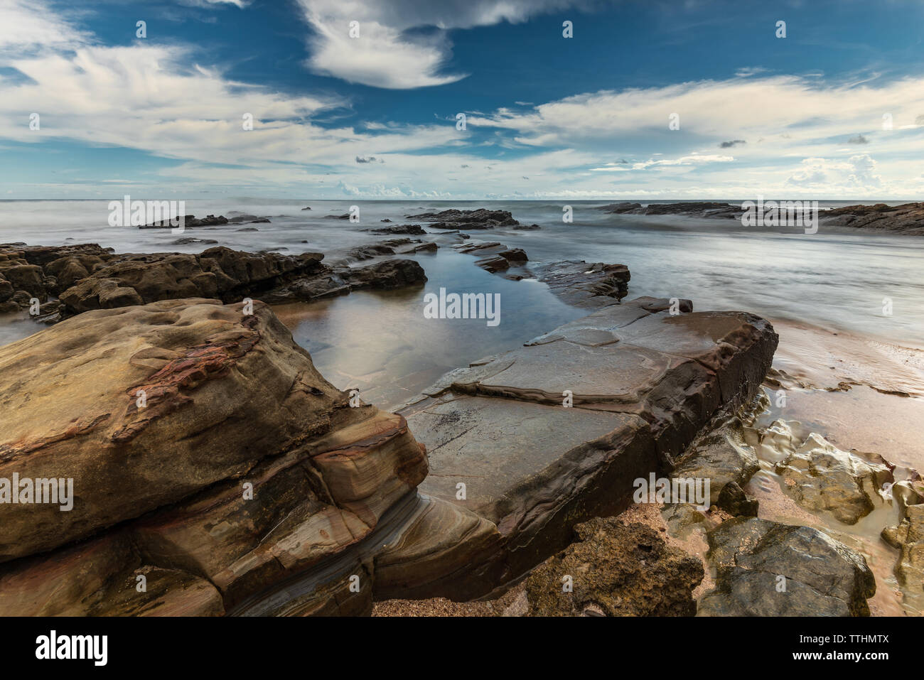 Beautiful Rock Formation on Beach Stock Photo - Alamy