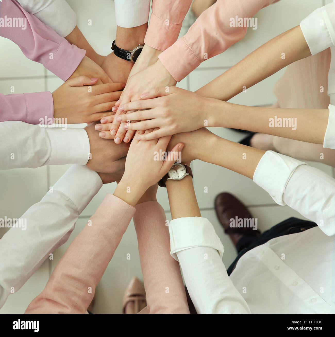 Teamwork concept. Business people hands Stock Photo - Alamy
