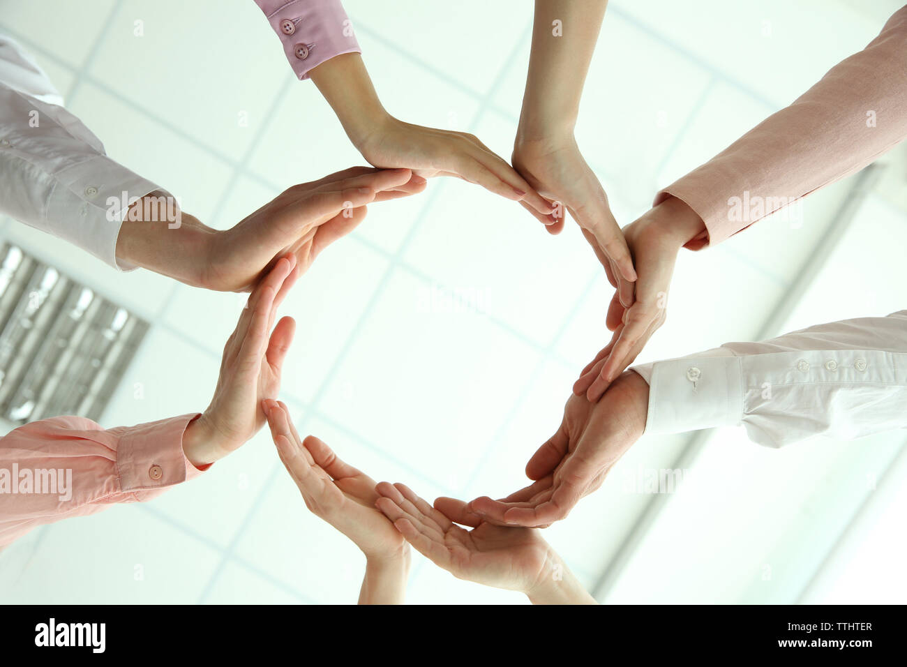 Teamwork concept. Business people hands Stock Photo - Alamy