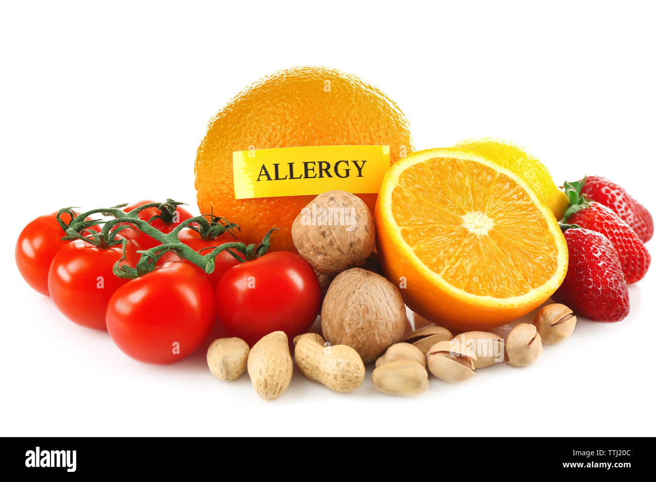 Set of allergic food isolated on white Stock Photo - Alamy