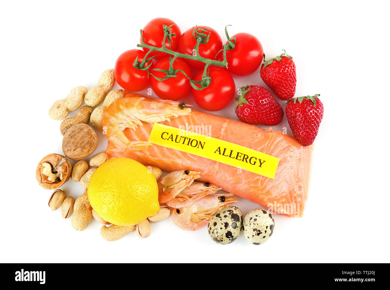 Set of allergic food isolated on white Stock Photo - Alamy