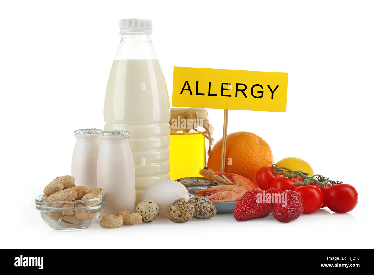 Set of allergic food isolated on white Stock Photo - Alamy