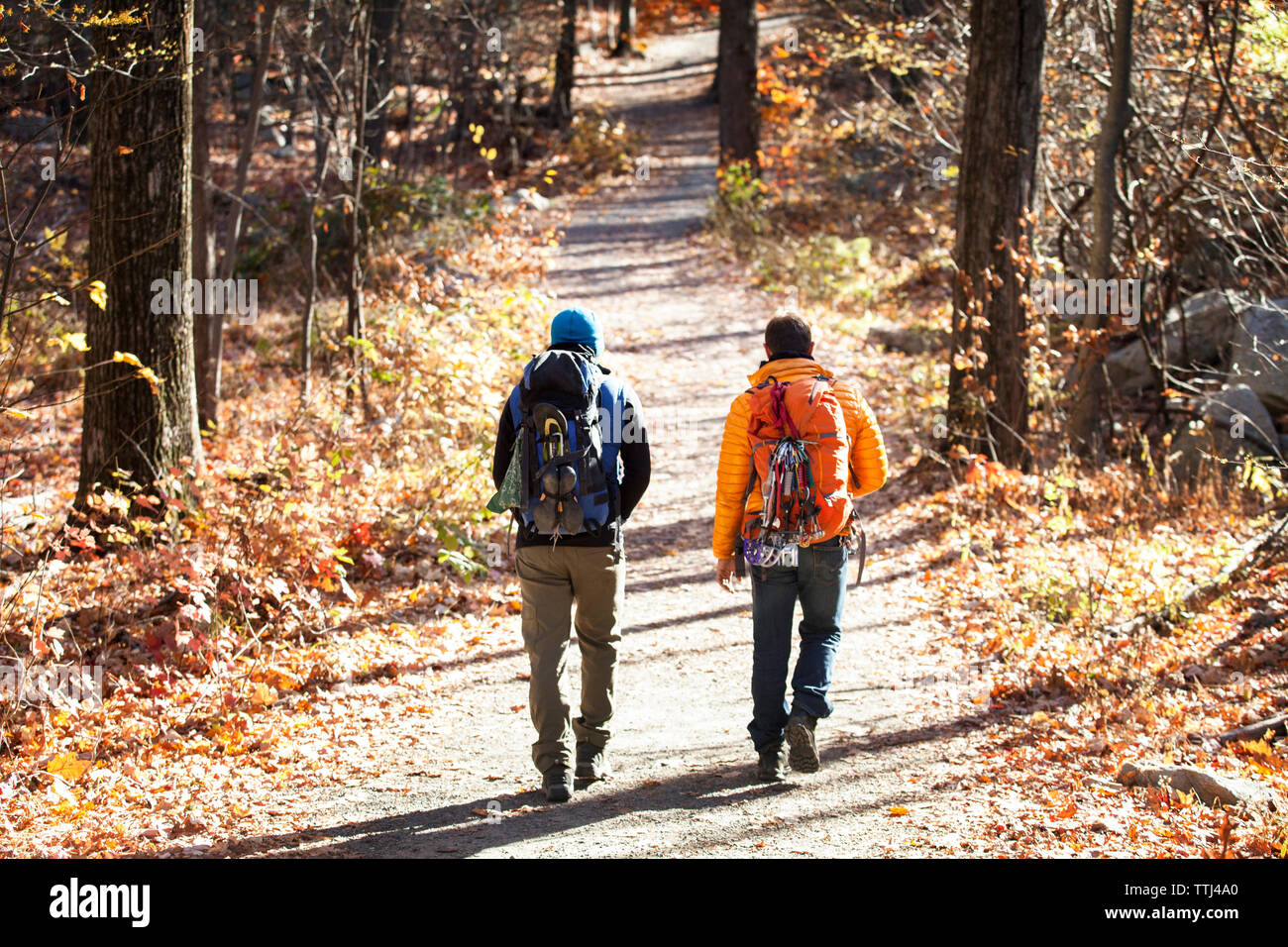 Two men backpacks walking road hi-res stock photography and images - Alamy