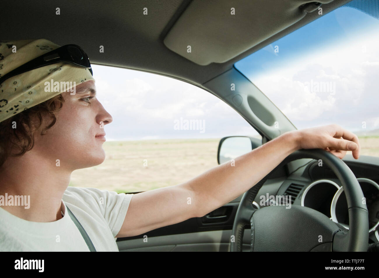 Man driving in pick-up truck Stock Photo - Alamy