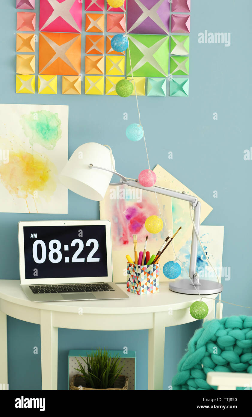 Stylish design workplace Stock Photo - Alamy