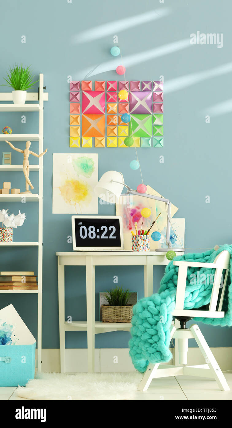 Stylish design workplace Stock Photo - Alamy