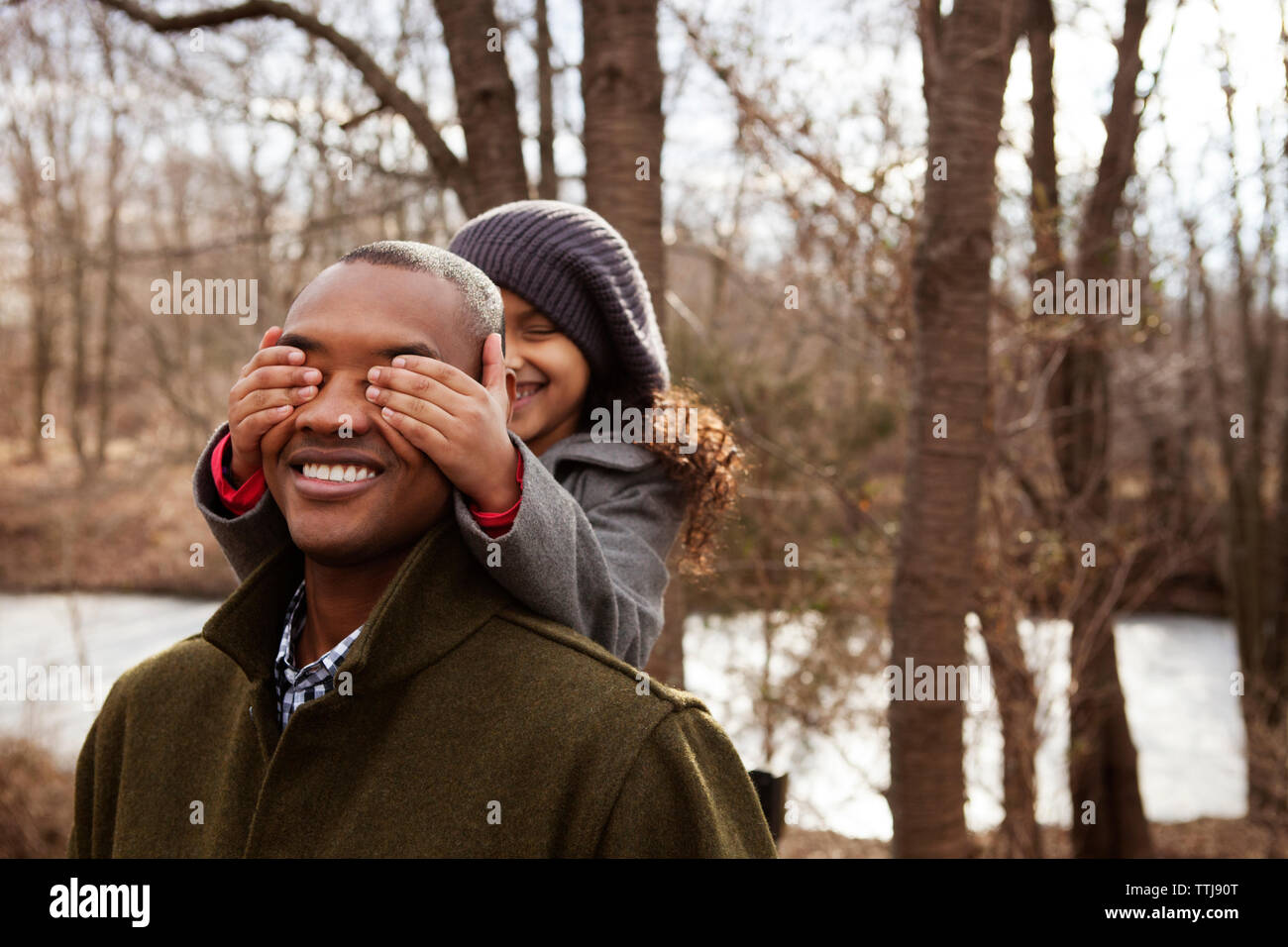 Girl covering eyes father eyes hi-res stock photography and images - Alamy