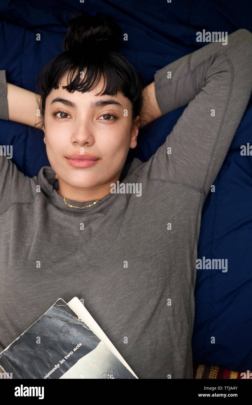 Woman bed lying overhead hi-res stock photography and images - Alamy