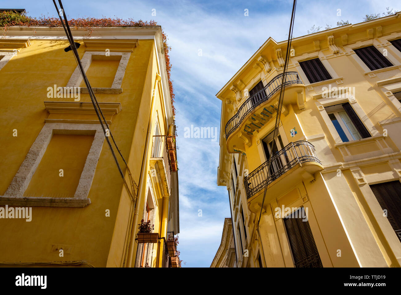 Building architecture and amazing perspective in the Old Town of Bari ...