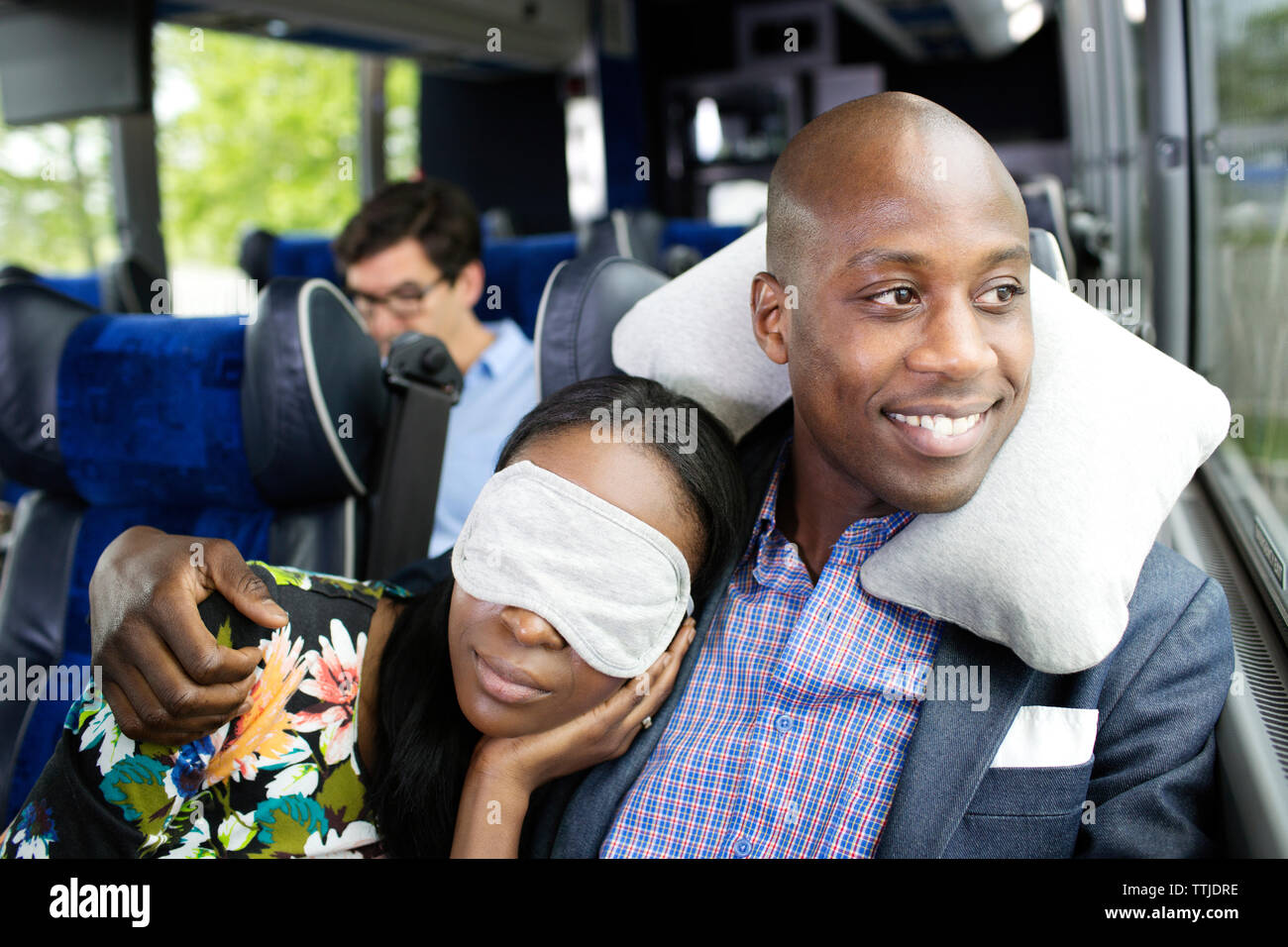 Woman bus sleeping hi-res stock photography and images - Alamy